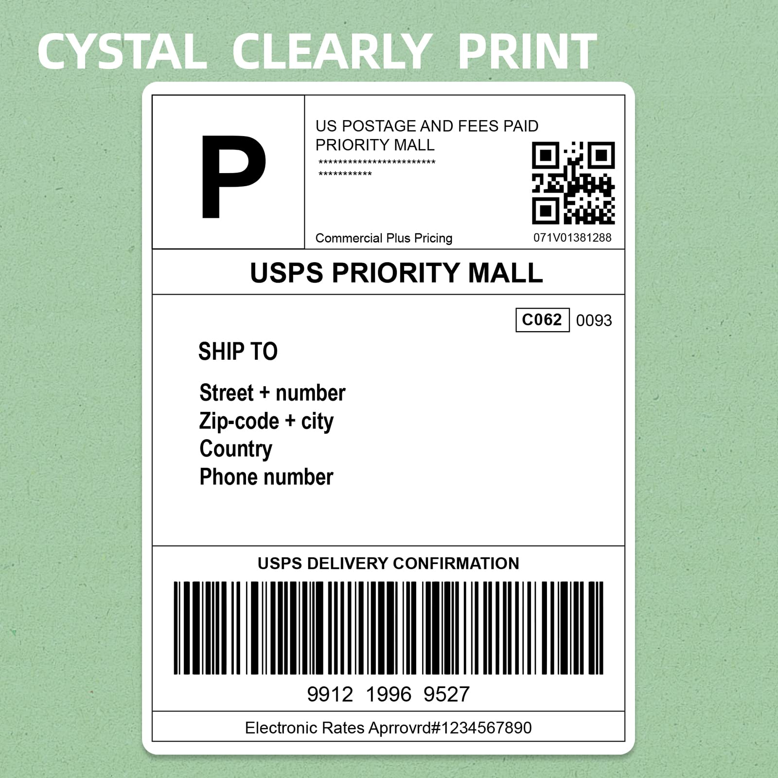 COSOB 4x6 Direct Thermal Shipping Label Fanfold Permanent Adhesive Thermal labels with perforated Line Suitable for thermal printer compatible with Zebra & Rollo printer, 500 labels/Stacks,4stacks