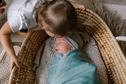 LULLABIES Organic Muslin Swaddle Blankets, Soft Solid Earth Tones 3 Pack Baby Swaddle Blankets Muslin Receiving Blanket Wrap, Large 47 x 47 inches, Solid Color Baby Swaddling (Ocean Waves)