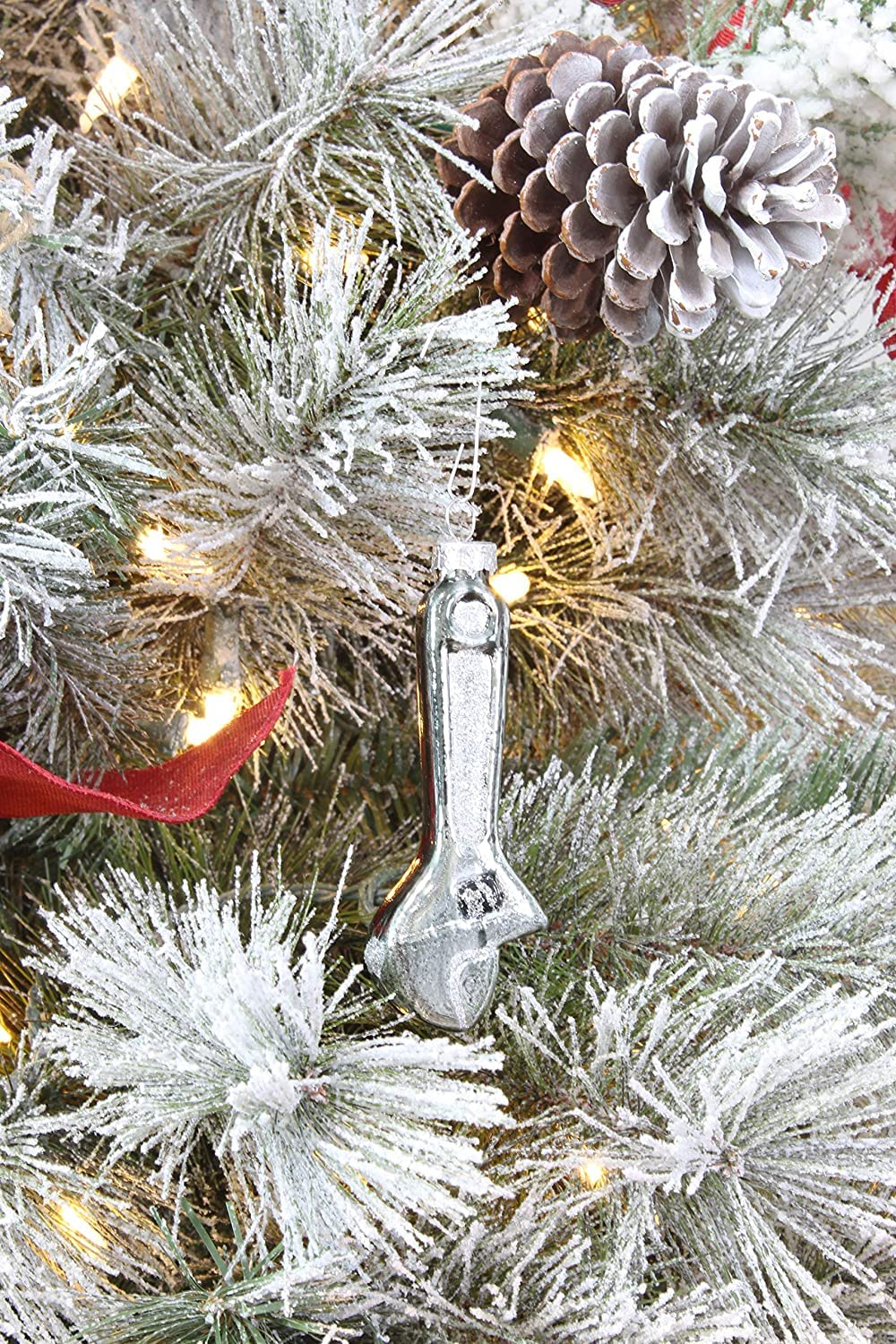 Decorae Glass Handyman Christmas Ornaments (Set of 3); Tools Holiday Decorations with Wrench, Saw and Paintbrush