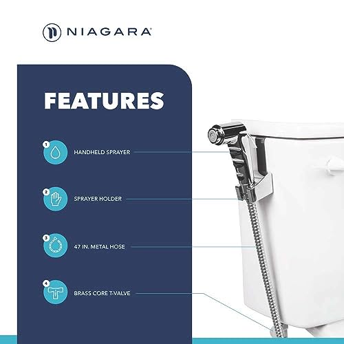 Niagara Luxury Handheld Bidet Sprayer β Adjustable Water Pressure for New and Existing Toilets, Mounted to Wall or Toilet, Cloth Diapers and for Bathing Pets