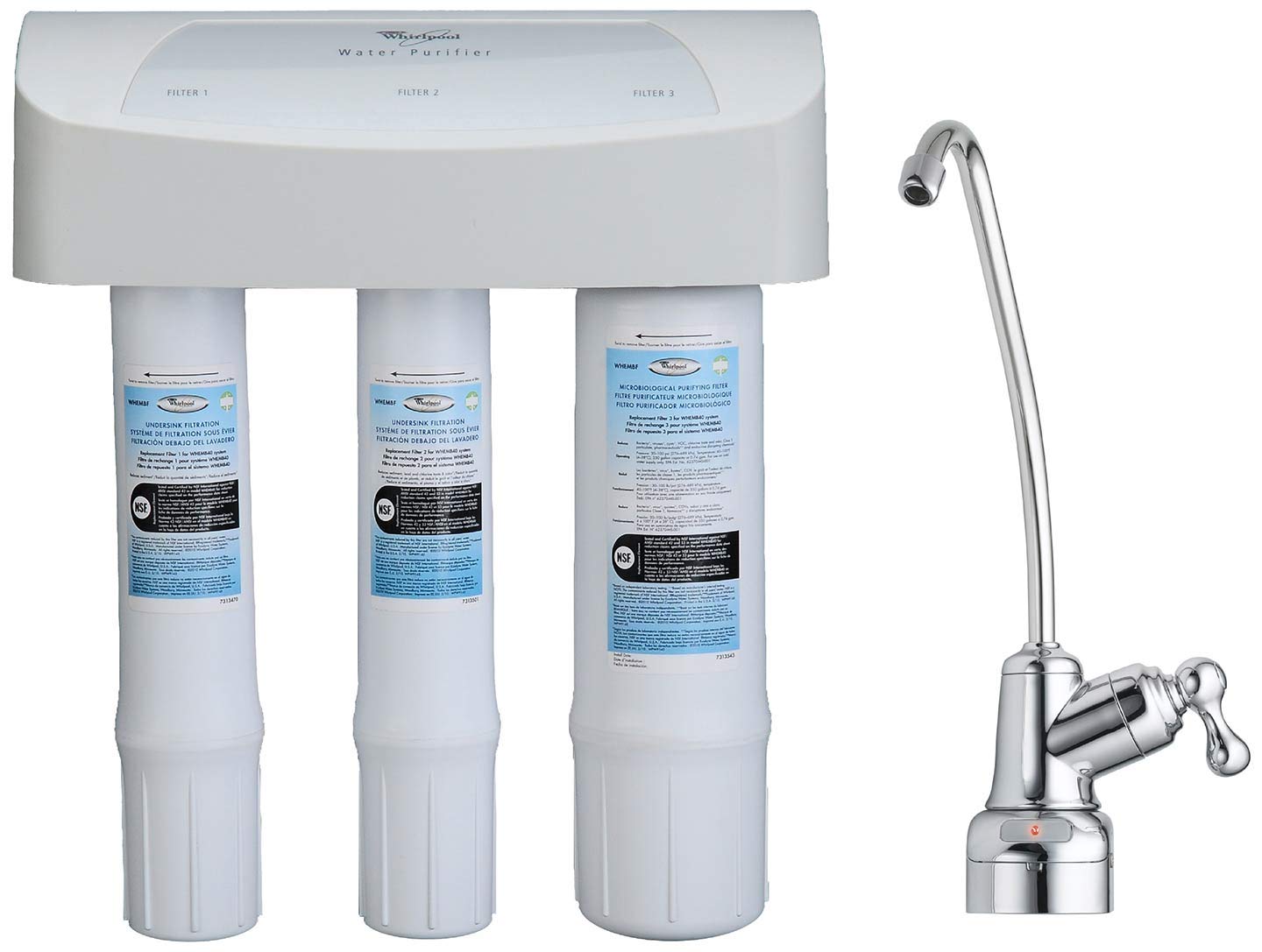 Whirlpool WHEMBF Replacement Filter Set Fits WHAMBS5 & WHEMB40 Filtration Systems | Extra Long Life | Easy to Replace UltraEase Filter Cartridges | 1 Count (Pack of 1), White