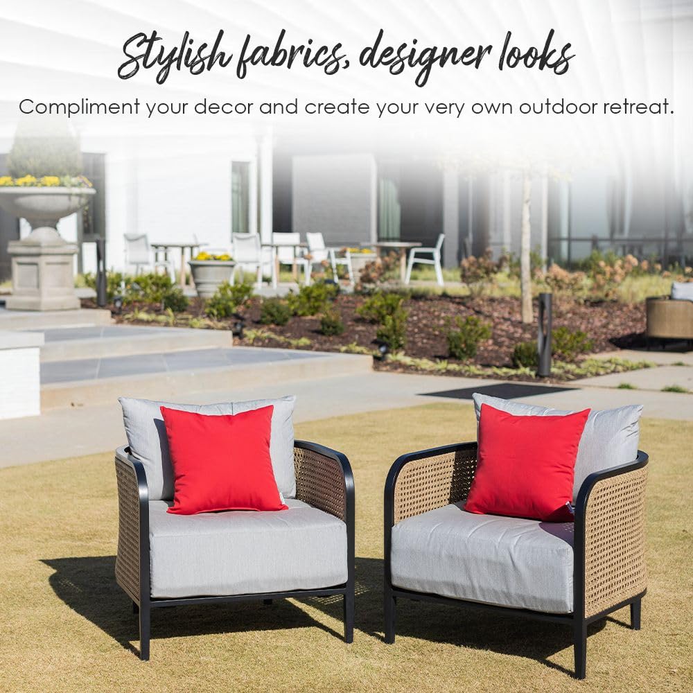 RSH DECOR: Sunbrella Square Throw Pillows Set of 4 | 24" x 24" | Water and Fade-Resistant Performance Fabric | Outdoor Pillow Covers with Down-Alternative Inserts | Milano Cobalt