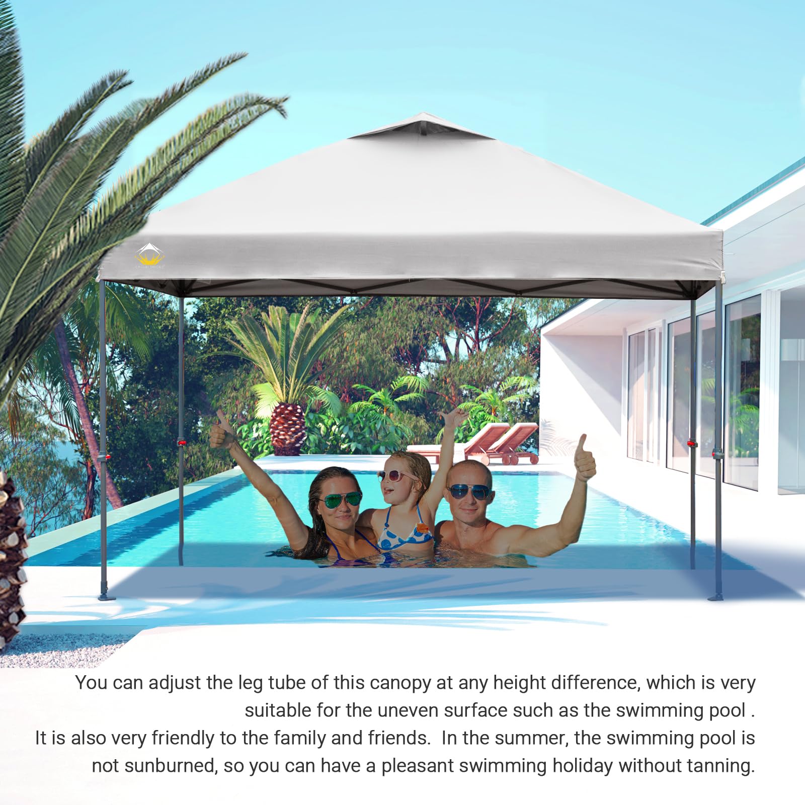 CROWN SHADES Canopy Tent 10x10 One Push Pop up Canopy Easy Up Canopy Bonus Wheeled Bag, 8 Stakes, 4 Ropes, White