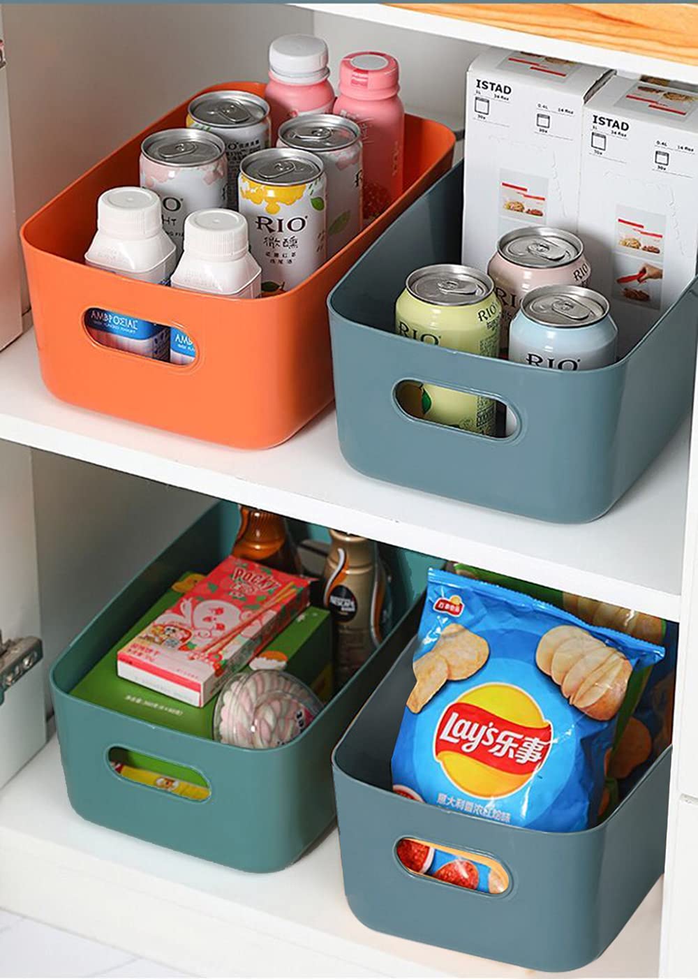 Feisco Set of 6 Cabinet Organizer,Durable and Stylish Storage Basket Storage Bin for Organizing Your Cabinet Kitchen Bathroom Desktop