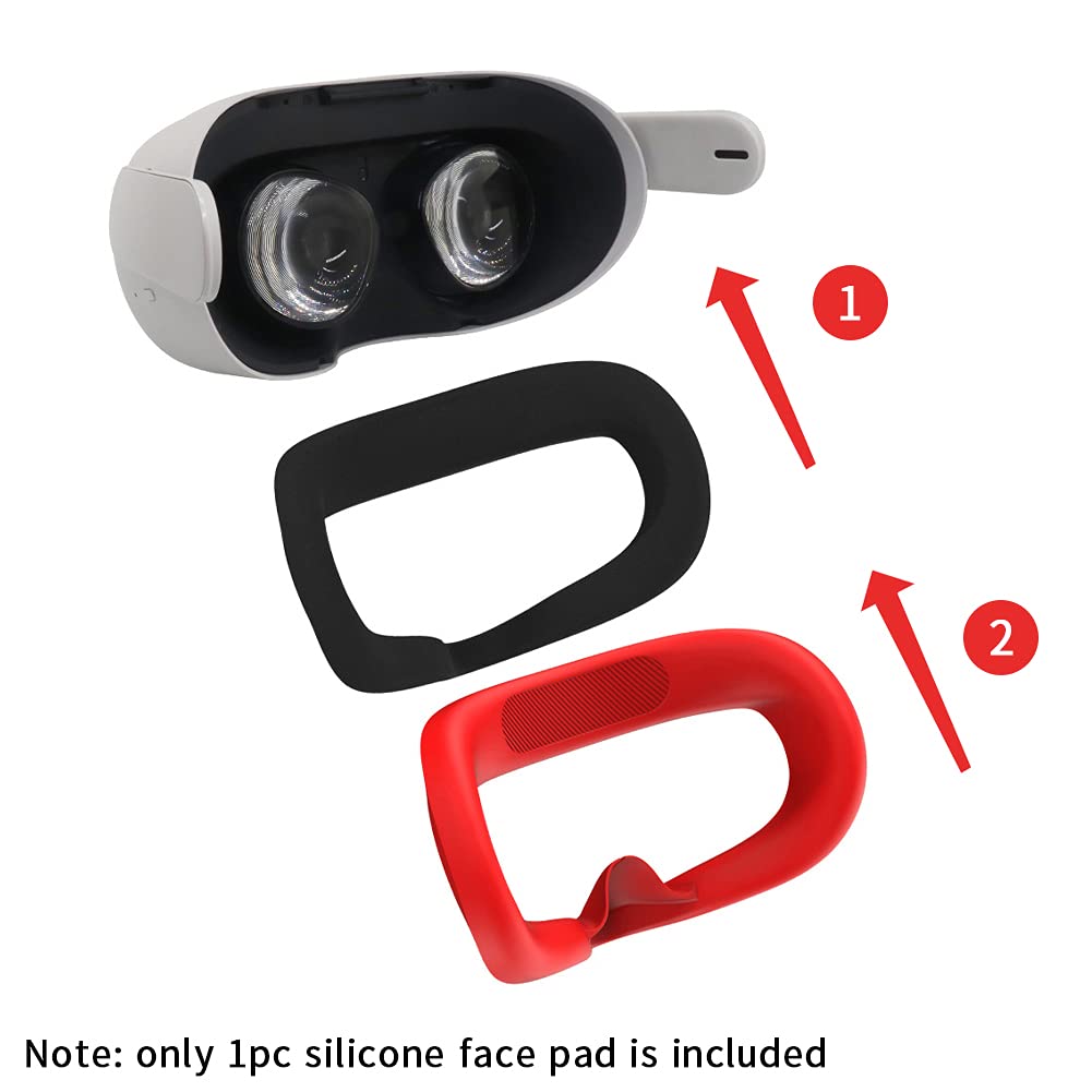 EKDJKK Silicone VR Face Cover for Oculus Quest 2, Face Pad Cushion Compatible with Oculus Quest 2 VR Headset, Sweatproof Anti-Leakage Silicone Face Cover Pad VR Facial Face Cover Replacement Pad