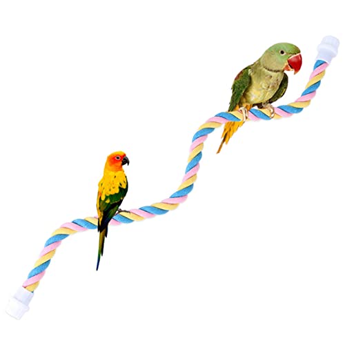 KLKCMS Colorful Bird Rope Perch Hanging Stand Climbing Rope for Parrot Budgies Parakeets Cockatiels, 23.6inch Length