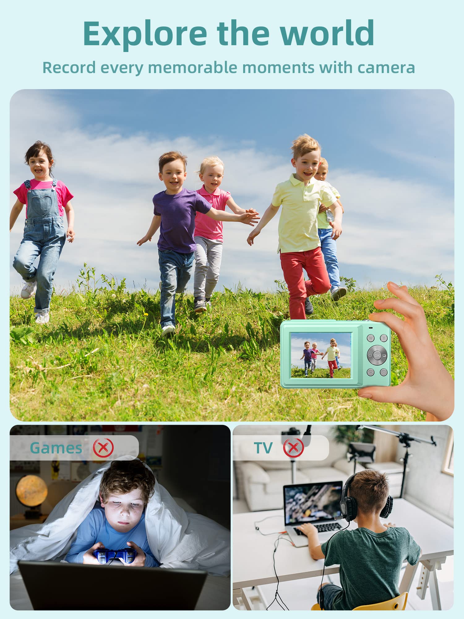 Digital Camera, FHD 1080P, Digital Point and Shoot, 44MP for Vlogging with Anti Shake 16X Zoom, Compact, Small for Kids Boys Girls Teens Students Seniors