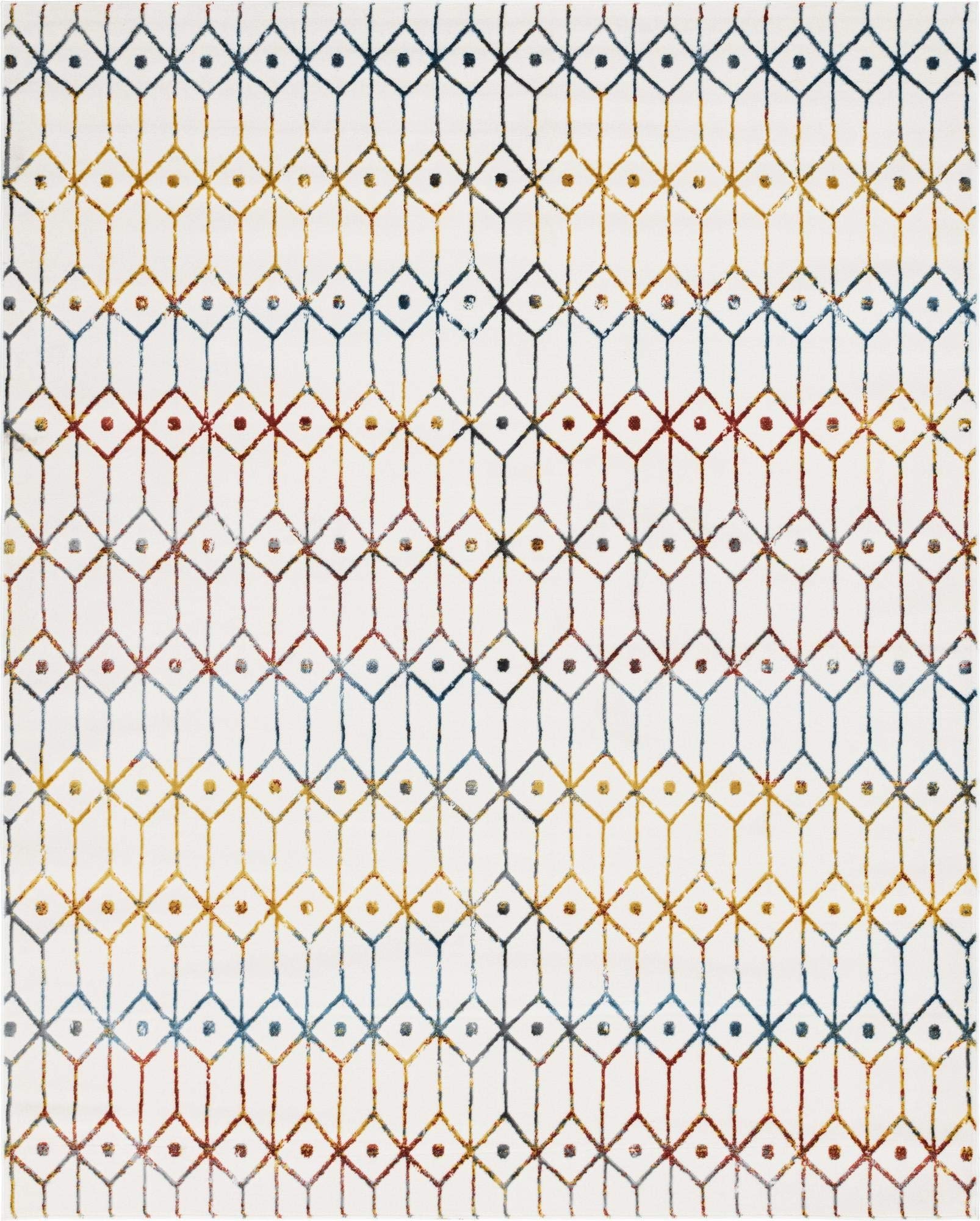 Rugs.com Lattice Trellis Collection Rug β 8' x 10' Multi Low-Pile Rug Perfect for Living Rooms, Large Dining Rooms, Open Floorplans