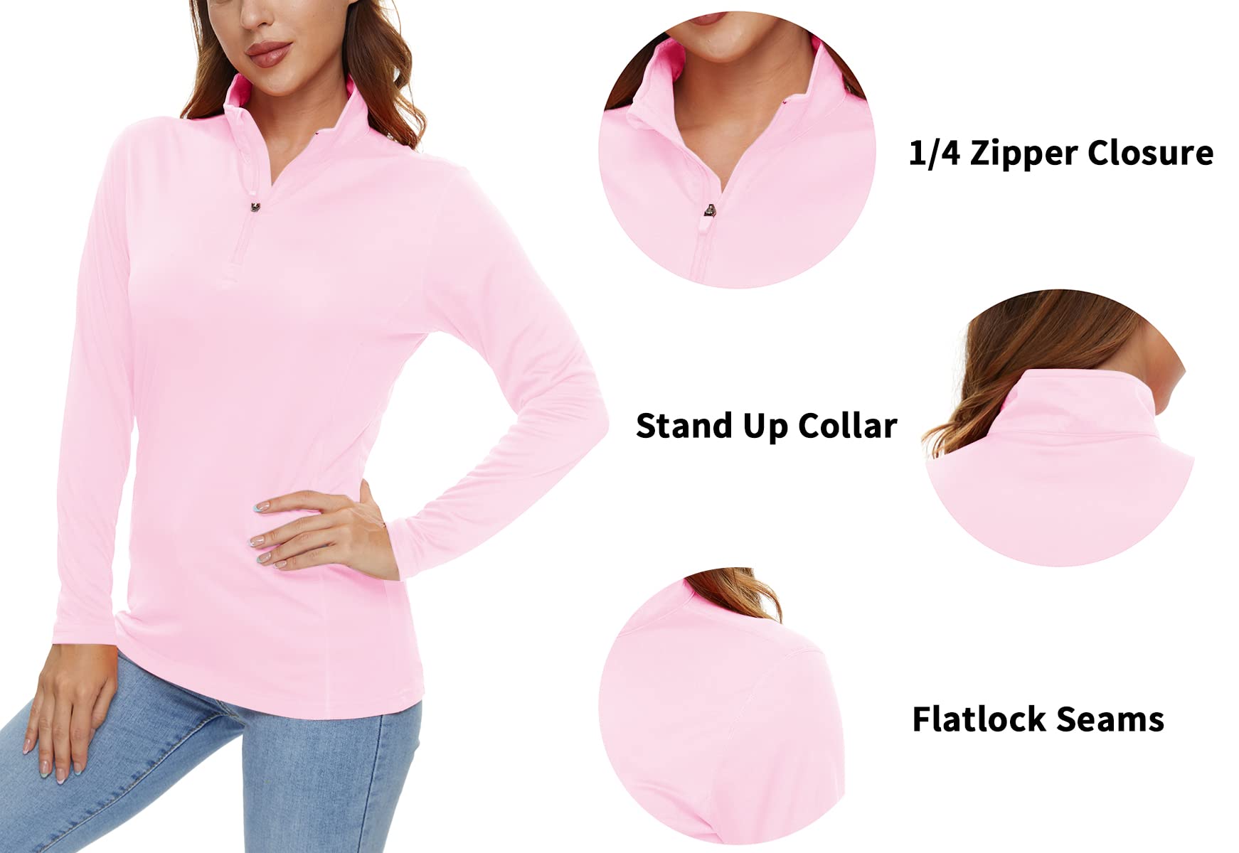 EKLENTSON Womens Sweatshirt Comfy Fit Essentials Beach Performance Tops Outwear Pink