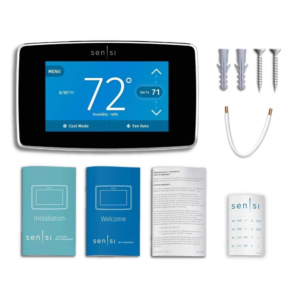 Emerson Sensi Touch Wi-Fi Smart Thermostat with Touchscreen Color Display, Works with Alexa, Energy Star Certified, C-wire Required, ST75 (Renewed)