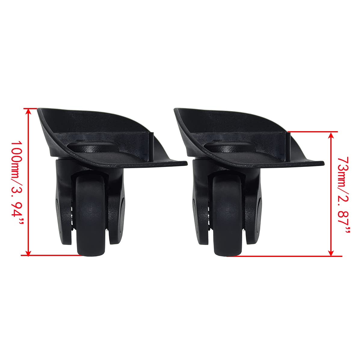 fengshuiluck Travel Suitcase Carry On Luggage Spinner Wheels Replacement Left and Right Caster with Screws and Tool 2Pcs Black