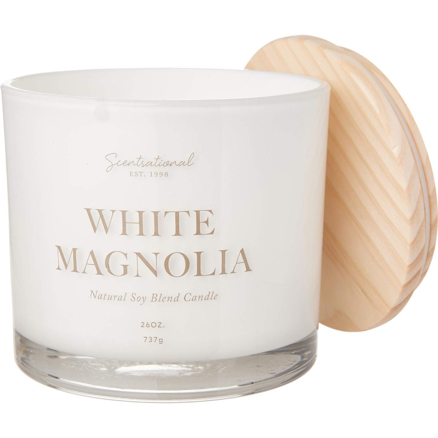 Scentsational, est. 1998, Organic White Magnolia and Natural Soy-Blend Candle - Very Large3-Wick – 3 lbs, 13 oz.