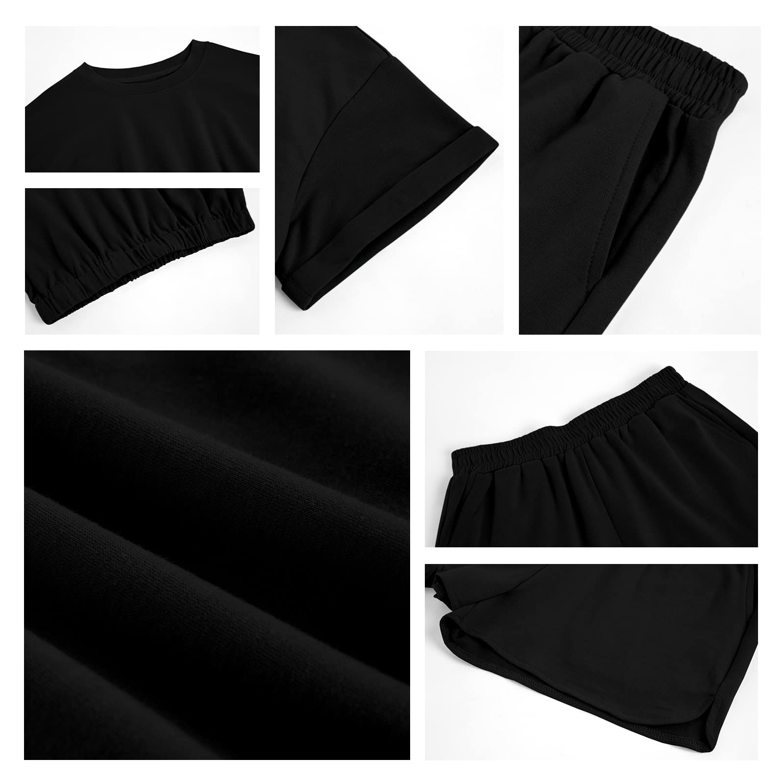 DOBULO Women's Workout Sets 2 Piece Gym Outfits Crop Tops High Waist Running Shorts Yoga Activewear