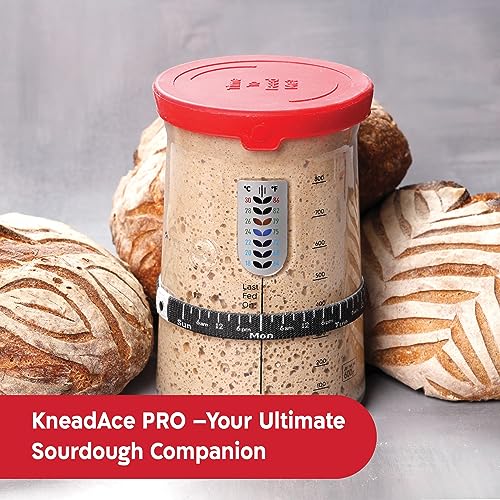 KneadAce Pro Sourdough Bread Starter Kit - 34 oz Large Capacity Sourdough Starter Jar with 5 unique features for the perfect sour dough bread & sourdough starter kit - sourdough bread baking supplies