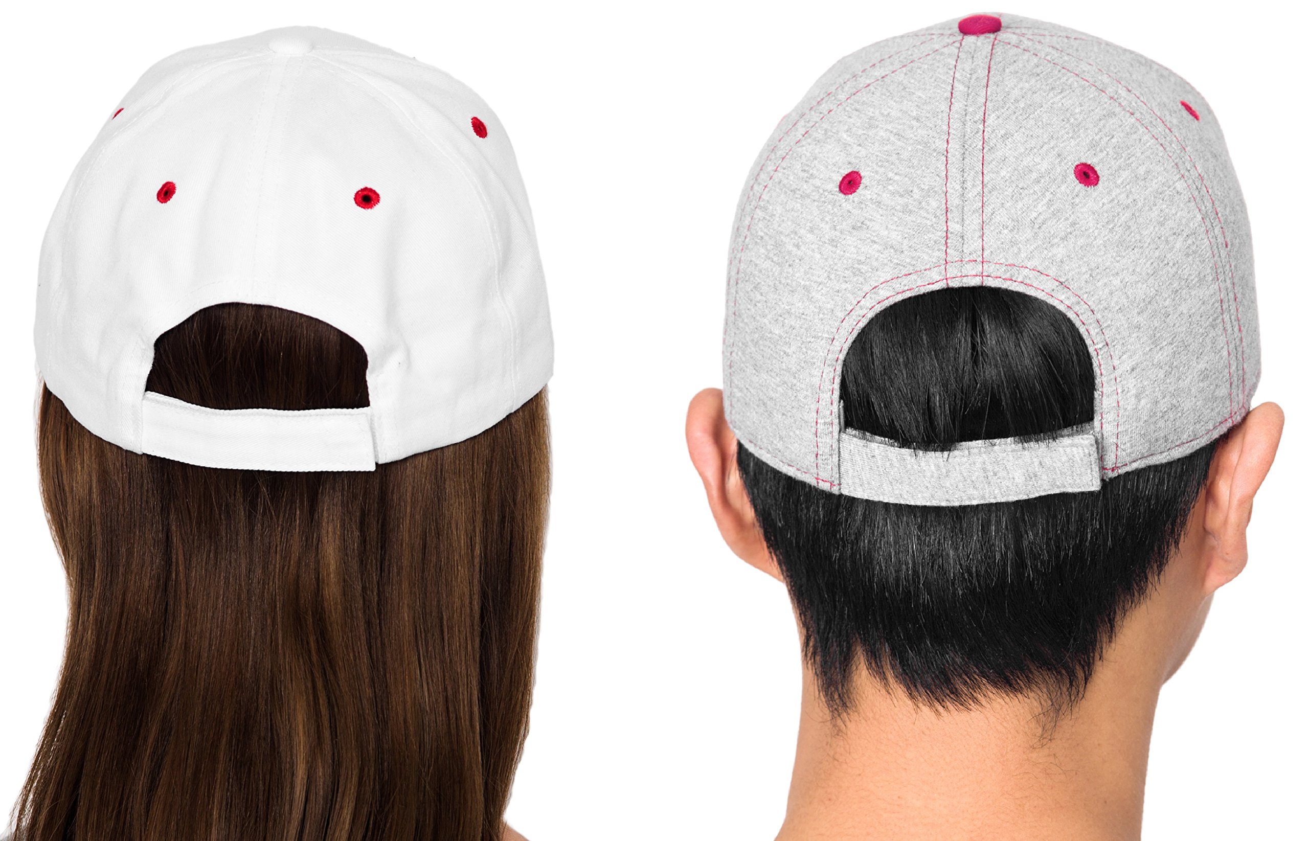 Disney Set Mickey & Minnie Hats Baseball Cap Men's Women's 2 Pack (White MOM & Grey DAD)