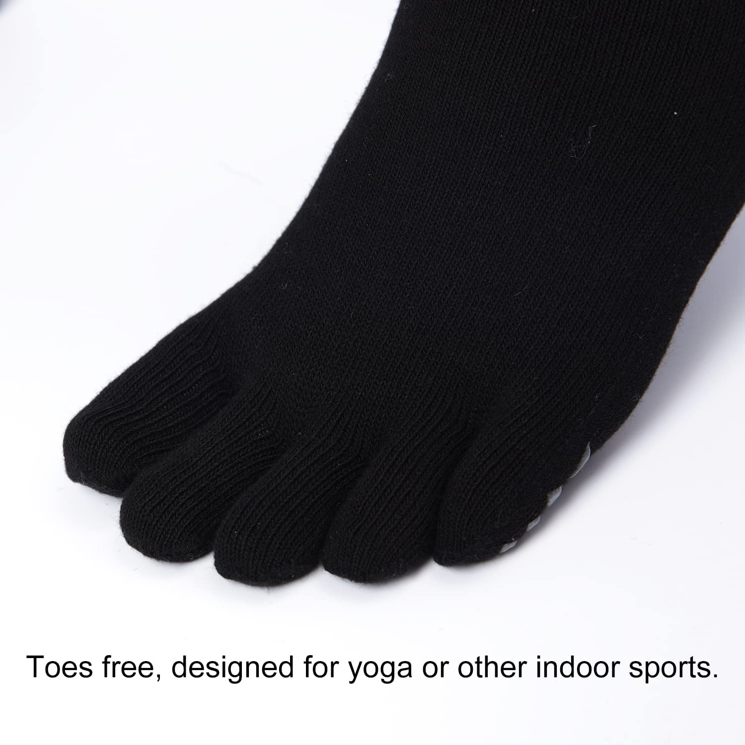 DOCILA Women's Yoga Sports Socks Five Toe Separator Socks Extra Grip Sock for Non Slip (Black)