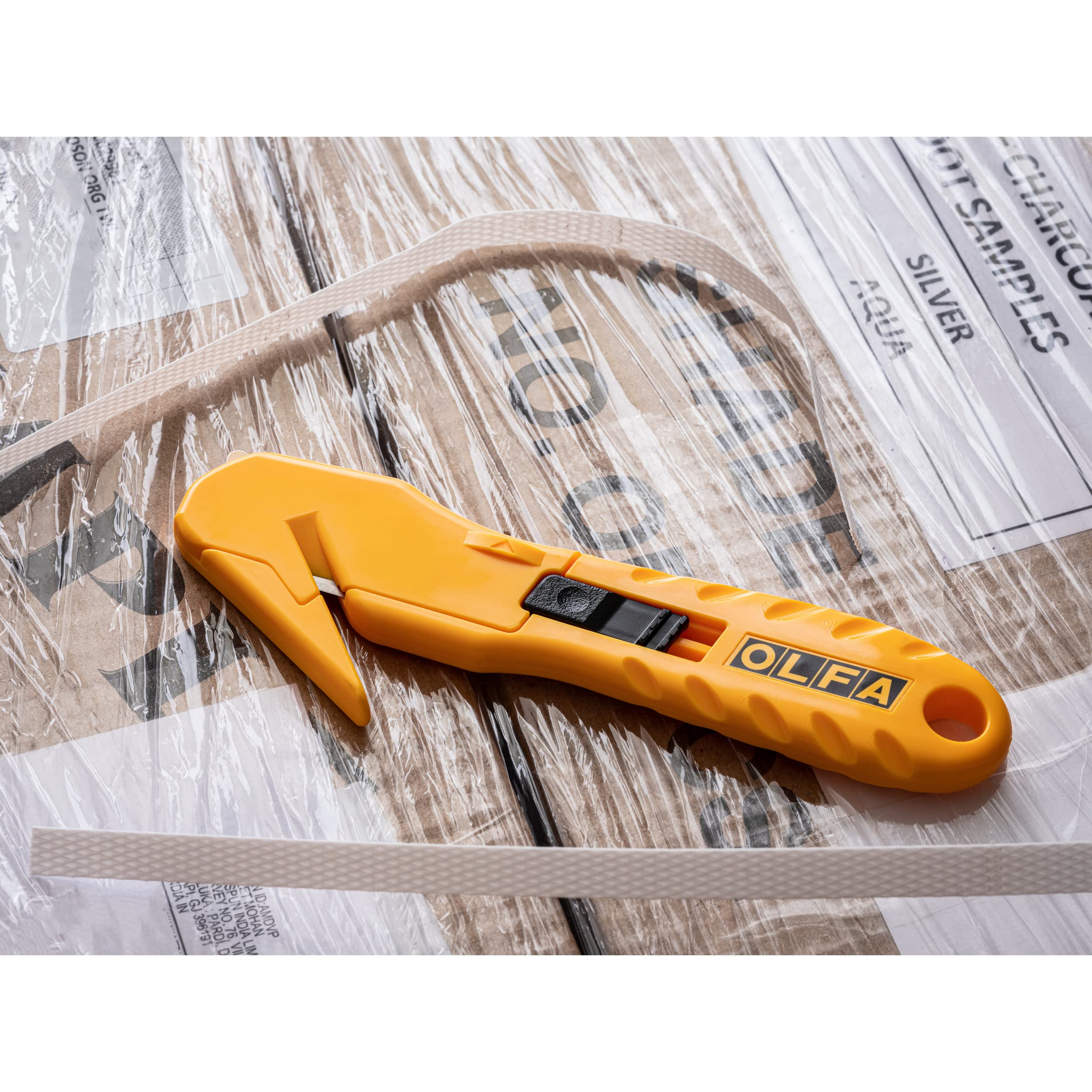 OLFA Concealed Blade Safety Utility Knife (SK-10) - Multi-Purpose Safety Cutter w/Concealed Blade, Tape Splitter, & Non Slip Ergonomic Handle, Replacement Blades: OLFA SKB-10 Safety Blades