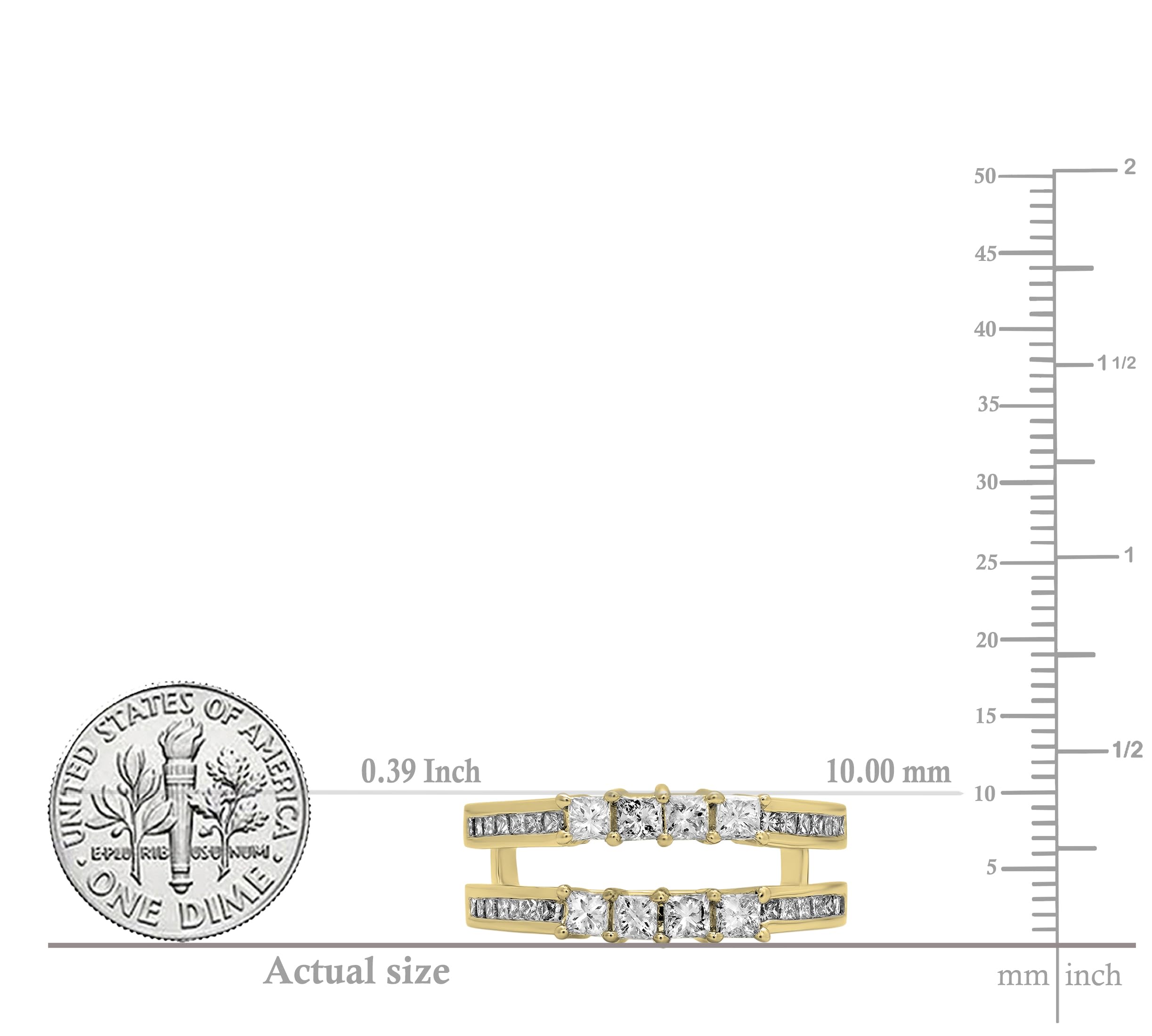 Dazzlingrock Collection Princess Diamond Double Guard Wedding Enhancer Ring for Women (0.91 ctw) in 14K Yellow Gold Size 6