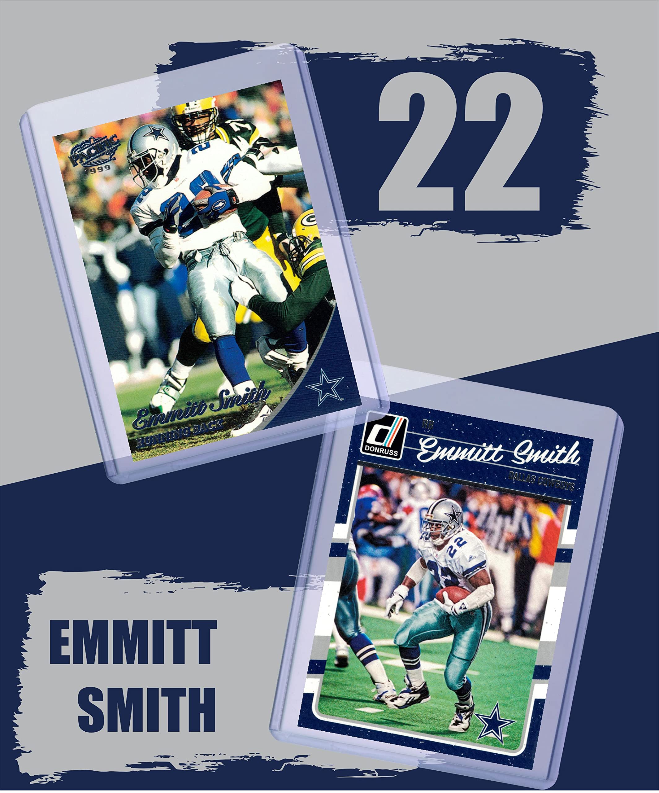 Emmitt Smith Football Cards (5) Assorted Bundle - Dallas Cowboys Trading Card Gift Set
