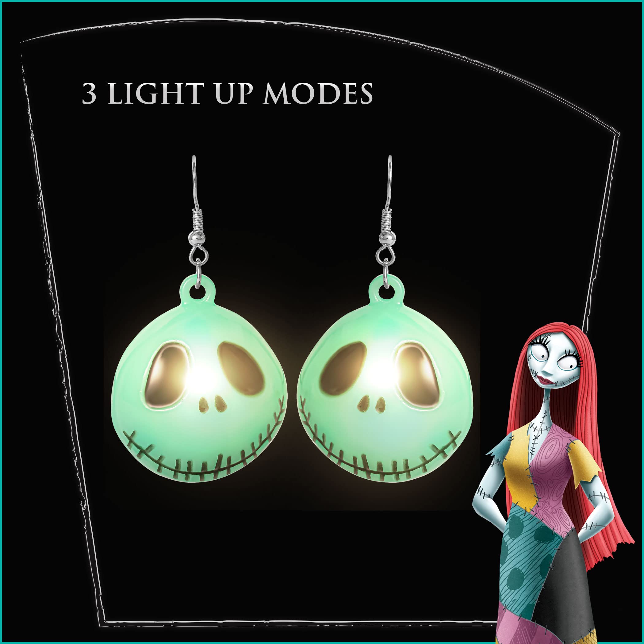 Disney The Nightmare Before Christmas Womens Earrings - Dangle Light-Up Earrings - Jack Skellington Earrings - Disney Earrings