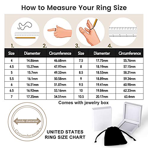 DYUNQ Three Stone Engagement Rings Round Cut Diamond Wedding Sterling Silver Cubic Zirconia CZ Ring 0.8 Carat, Valentine's Day Gift