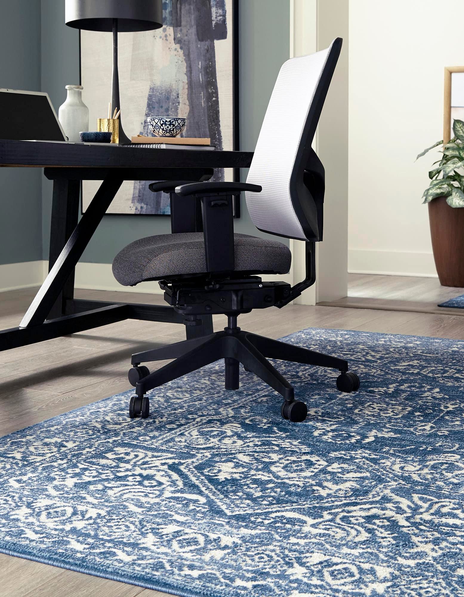 Rugs.com Boston Collection Rug β 2' x 3' Blue Low-Pile Rug Perfect for Living Rooms, Large Dining Rooms, Open Floorplans