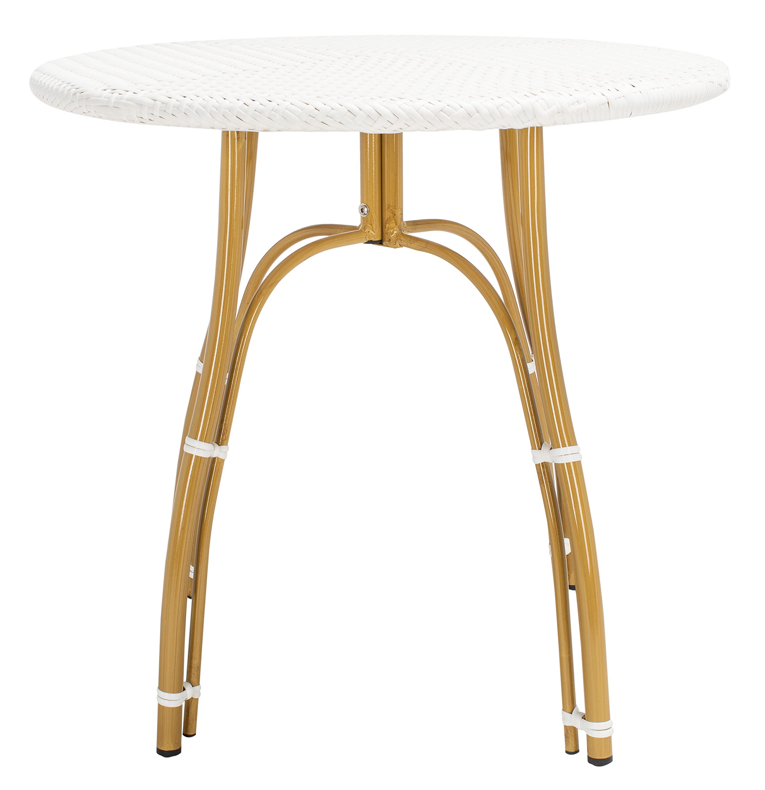 SAFAVIEH PAT4011C Outdoor Kylie White Rattan Bistro Table