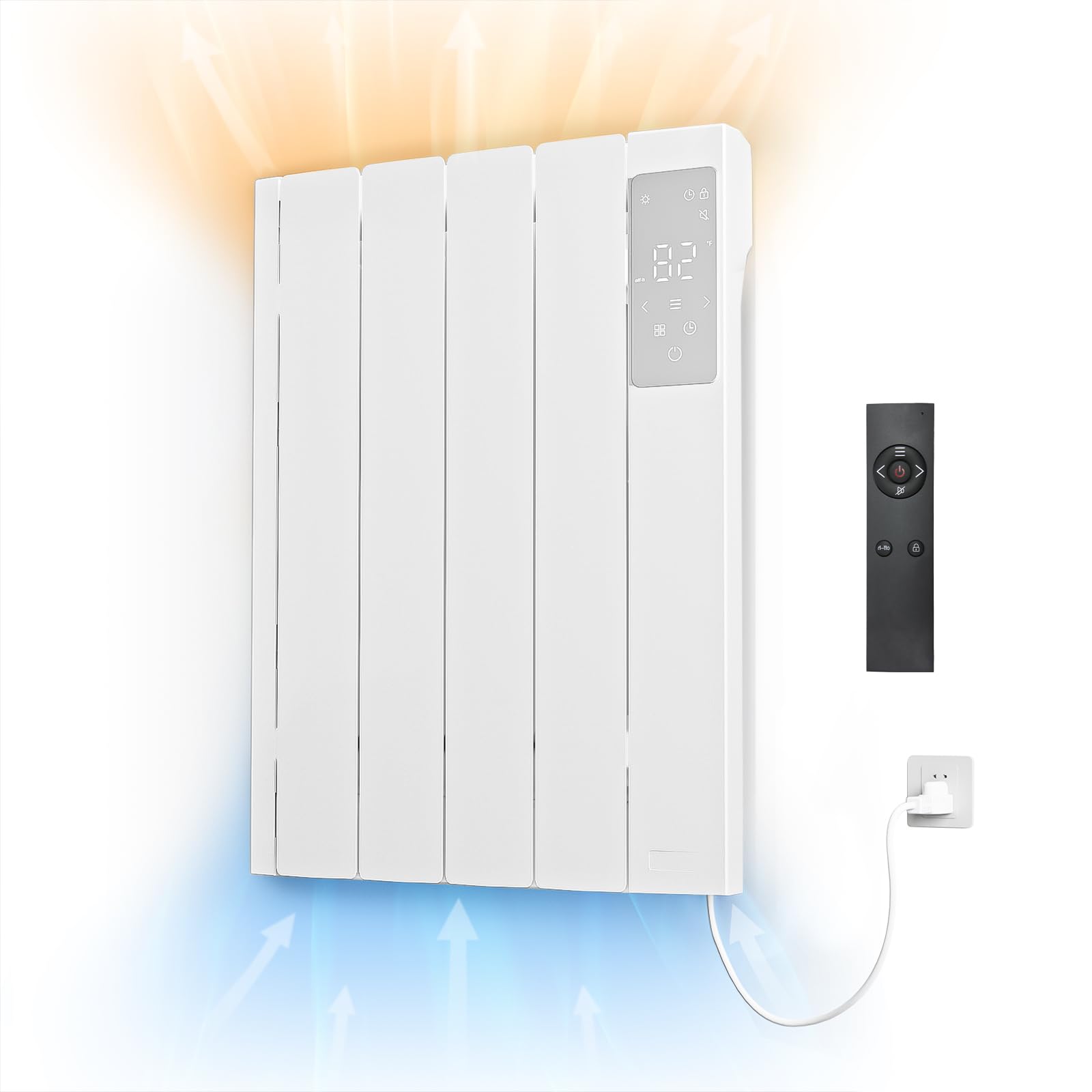 Lueptexx 800w Convection Heater-Wall Panel Heater-Electric Heater for Indoor Use, Quiet Fan-less Design, Energy Efficient Heating with Remote Control, 24h Timer, Child Lock