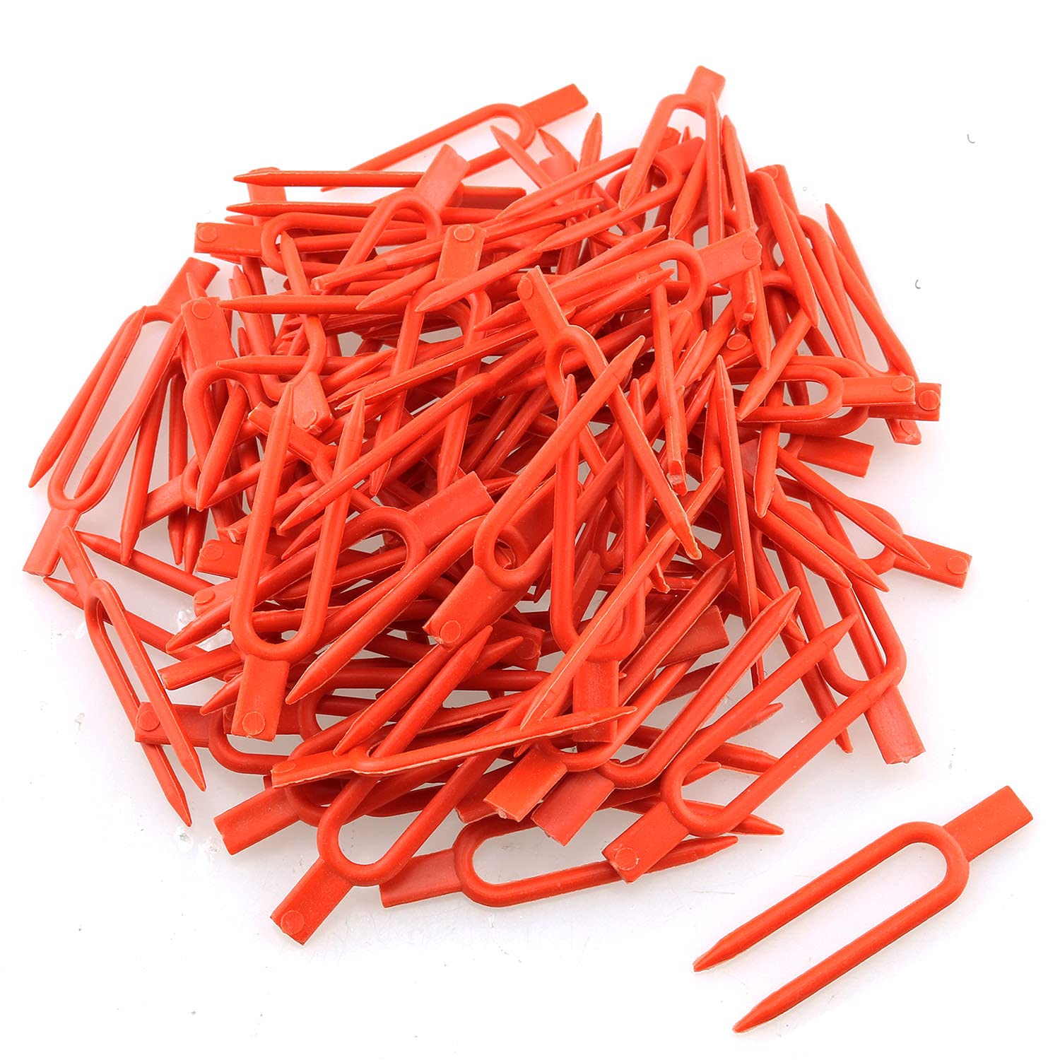 JCBIZ 100pcs Strawberry Planting Fork Dig Fork 55mm Stolon Fixator, Vine Pressing Device, Strawberry Planter, Watermelon Planting Fork Red Color