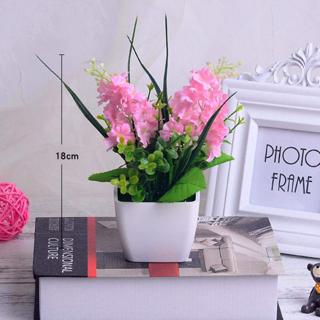 Dserw Artificial Flowers, Artificial Hyacinth Mini Potted Plants, Garden Office Cafe Wedding Party Desktop Fake Flower Pot Decoration