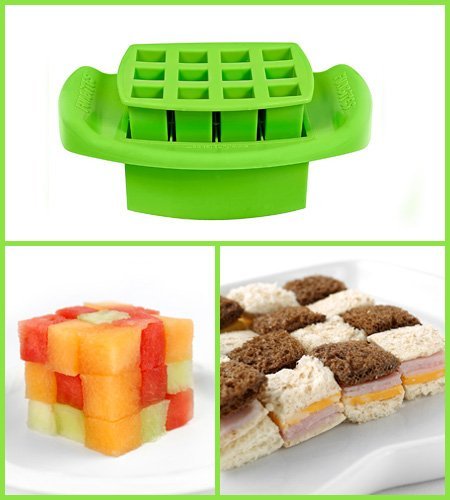 FunBites Food Cutter for Kids, Green Squares