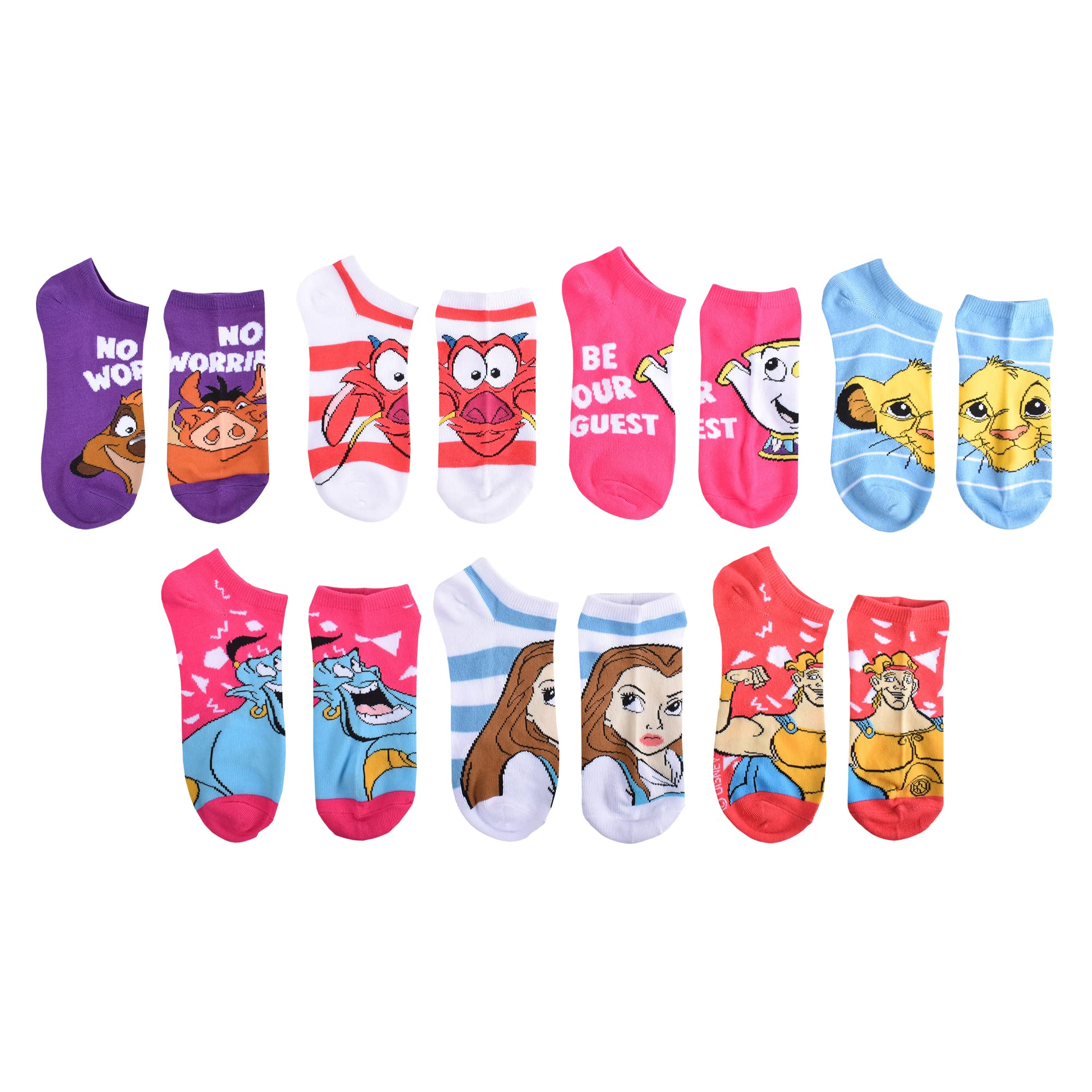 Disney womens No Show Socks, White 80s (7 Pack), One Size US