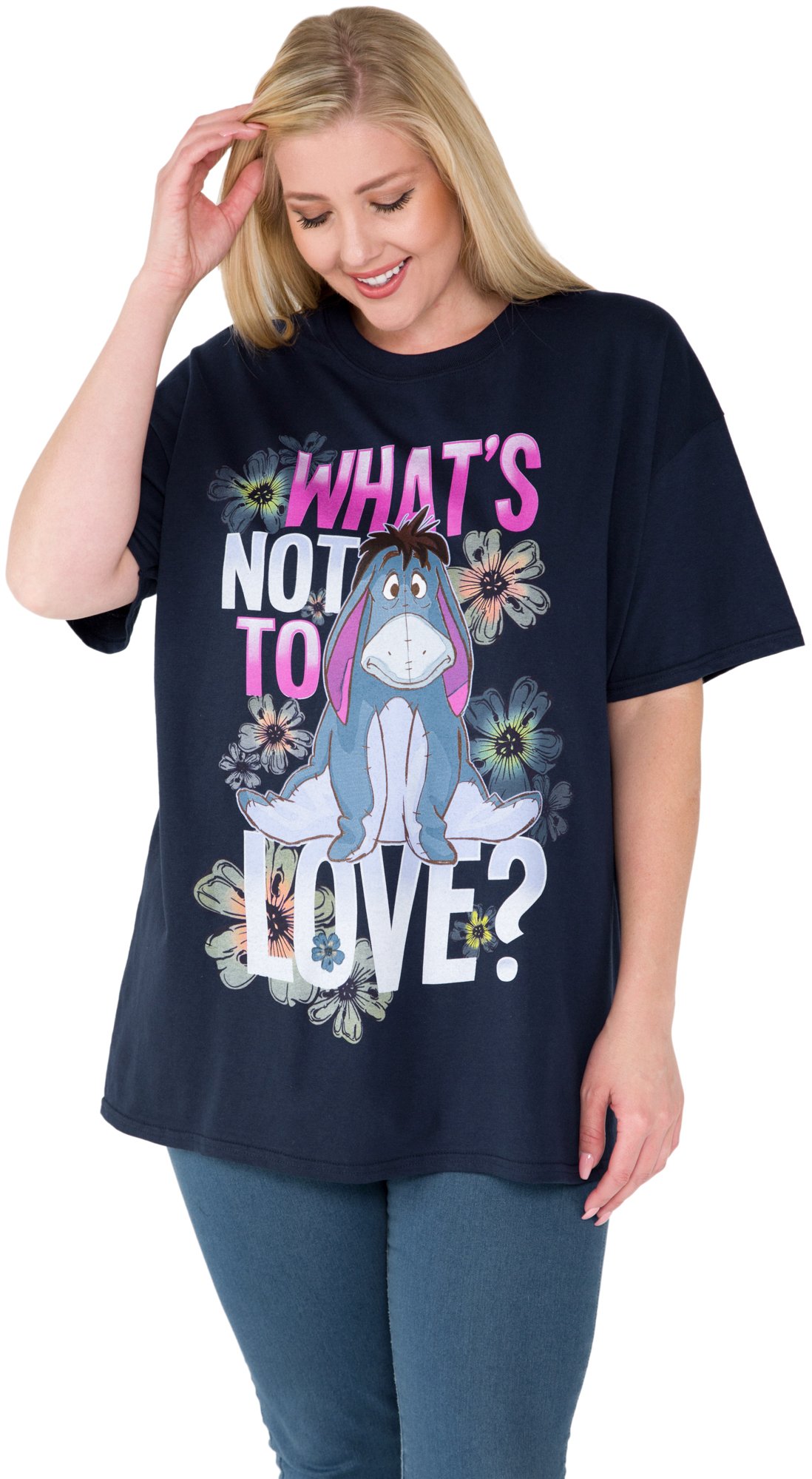 Disney Womens Plus Size T-Shirt Eeyore What's Not to Love Print (Navy Blue, 2X)