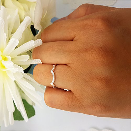 Dazzlingrock Collection 0.10 Carat (Cttw) Round White Diamond Stackable Wedding Contour Band in 14K Rose Gold Size 6.5