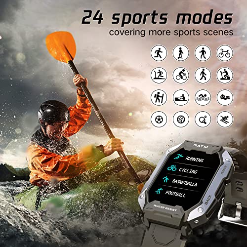 Slothcloud Smart Watches for Men,Fitness Activity Tracker Watch with Heart Rate Blood Oxygen Monitoring IP68 Waterproof 1.71 inch Full Touch Screen Smart Watch Compatible for iOS Android (Black)