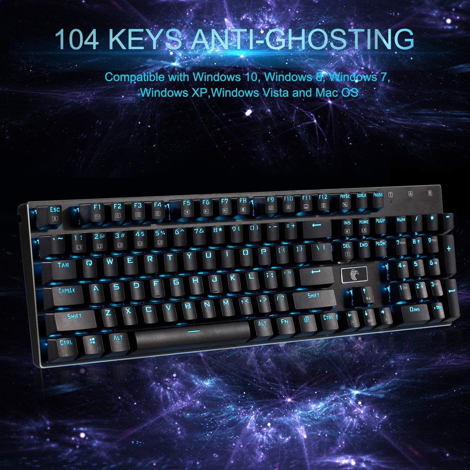 E-Element Z-88 Retro Mechanical Gaming Keyboard, Programmable RGB Backlit, Blue Switch -Tactile & Clicky, Typewriter Style, Water Resistant 104 Keys Anti-Ghosting for Mac PC, White (Renewed)