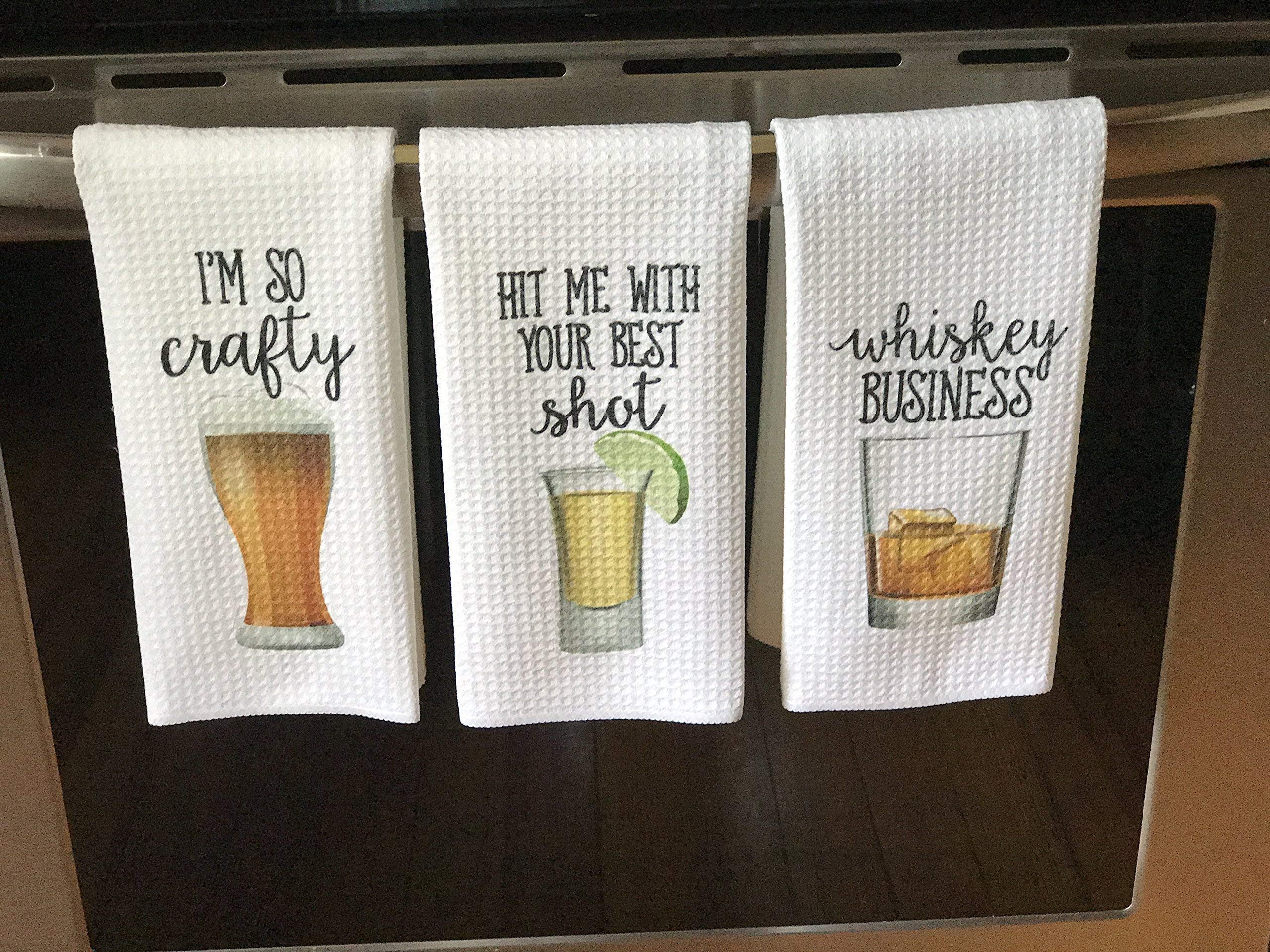 Funny Alcohol Kitchen Towel Gift Beer Lover Whiskey Shot