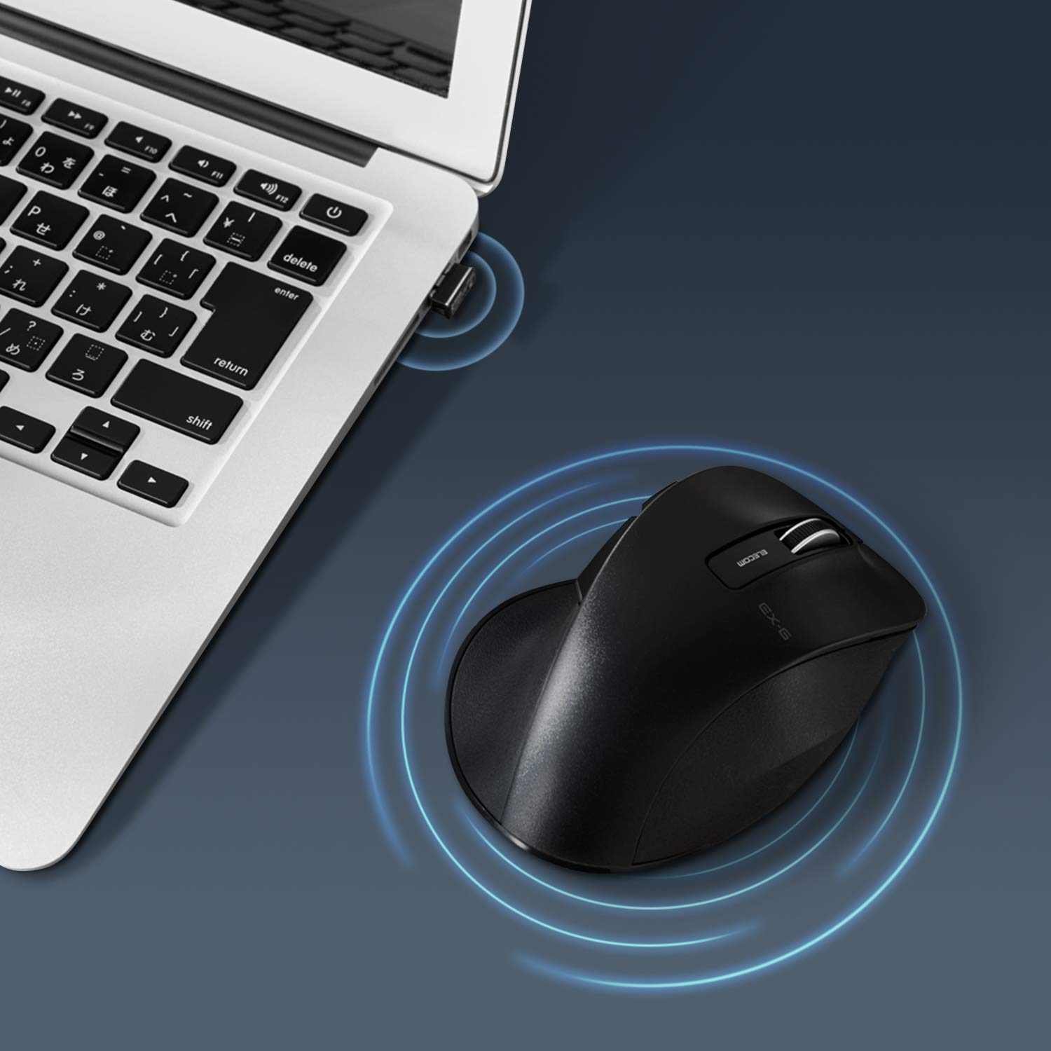 ELECOM Wireless Mouse 2.4GHz Ergonomic Design with USB Nano Receiver, Silent, Quiet Click 5 Button, for Windows and Mac, Large Size (M-XGL10DBSBK-US)