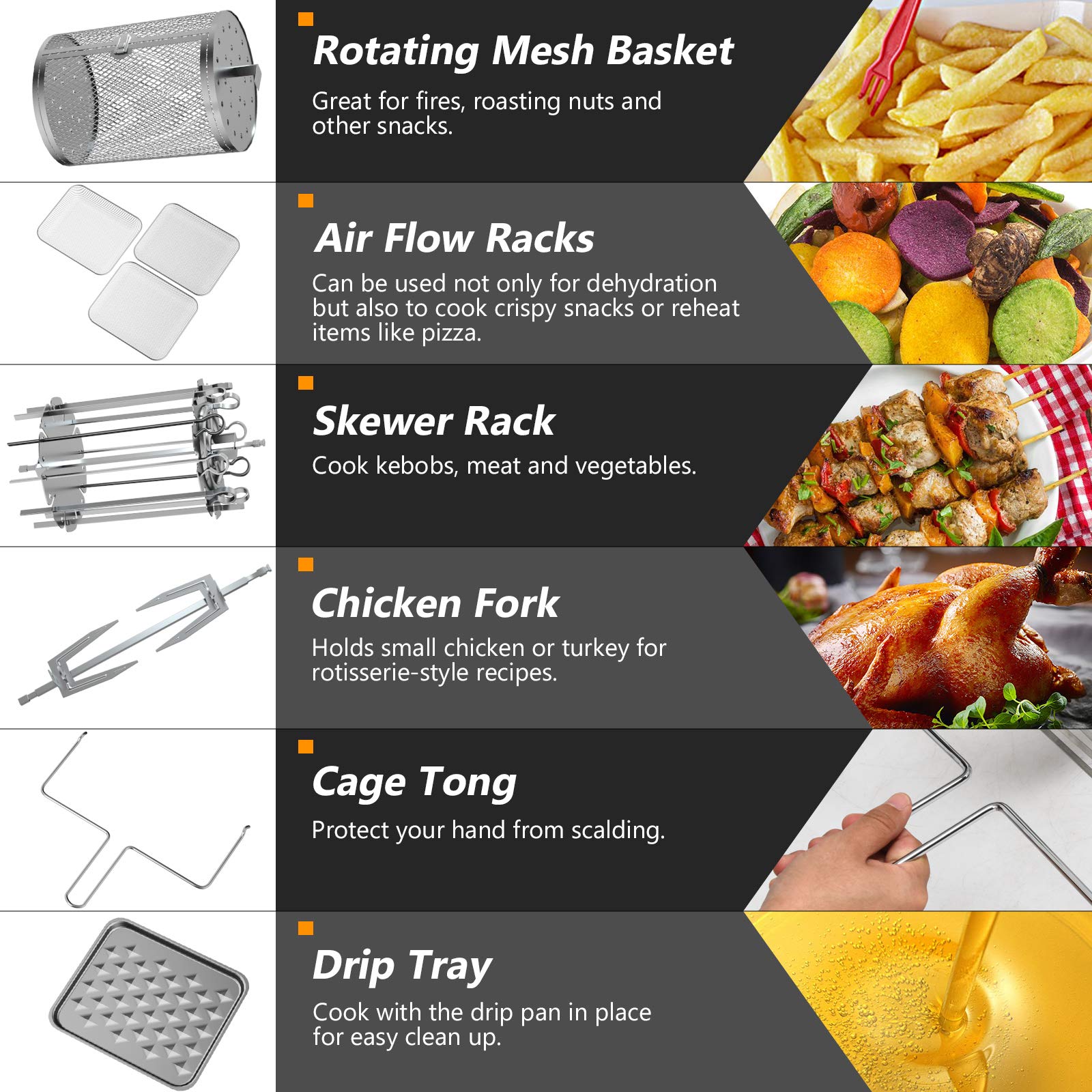 COSTWAY 8-in-1 Air Fryer Oven, Multifunctional Programmable 19QT Cooking Oven with 10 Accessories, Rotisserie, 8 Pre-set Recipe, LED Digital Touchscreen, Viewing Window, 1800W (White)