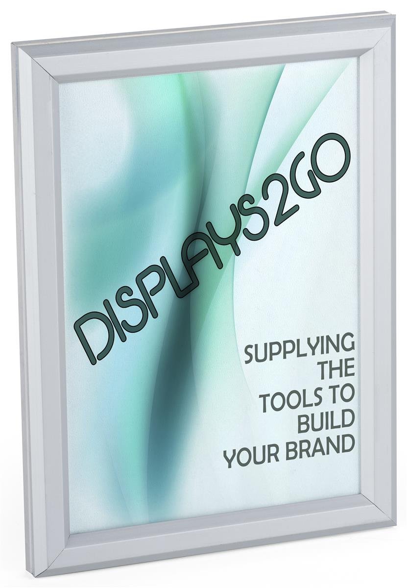 Displays2go Office Sign Holder, 5 x 7 Inch Frame, Quick Snap Border, Lens Included, Silver Aluminum (WSNF57SV)