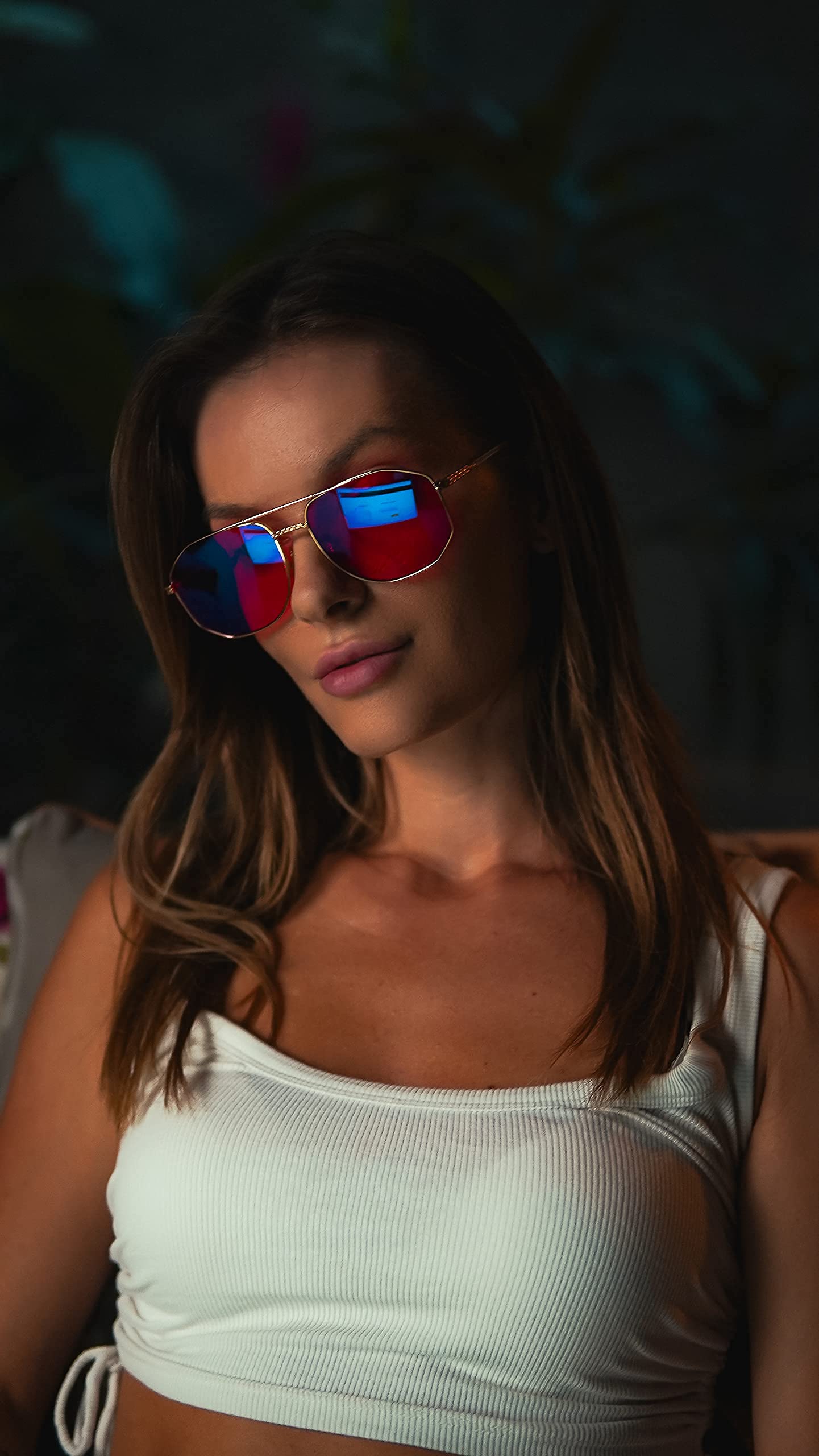 EMR-TEK"Wolverine" 24K Gold Plated Stainless Steel Blue and Green Blocking Glasses, Red Lens with Anti-Blue Reflection, for Nighttime use and Better Sleep.