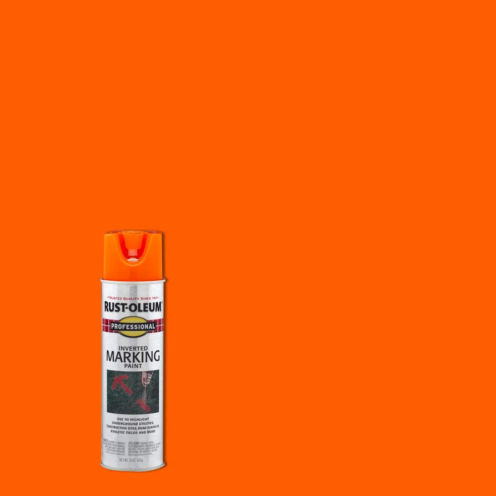 Rust-Oleum 2554 Professional Inverted Marking Spray Paint, Fluorescent Orange, 15-Ounce
