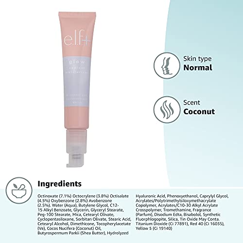 e.l.f. Glow Radiant Moisturizer SPF 15, Hydrating Moisturizer With SPF, Instant Glow, Infused With Hyaluronic Acid, Vegan & Cruelty-Free, 1.2 Fl Oz
