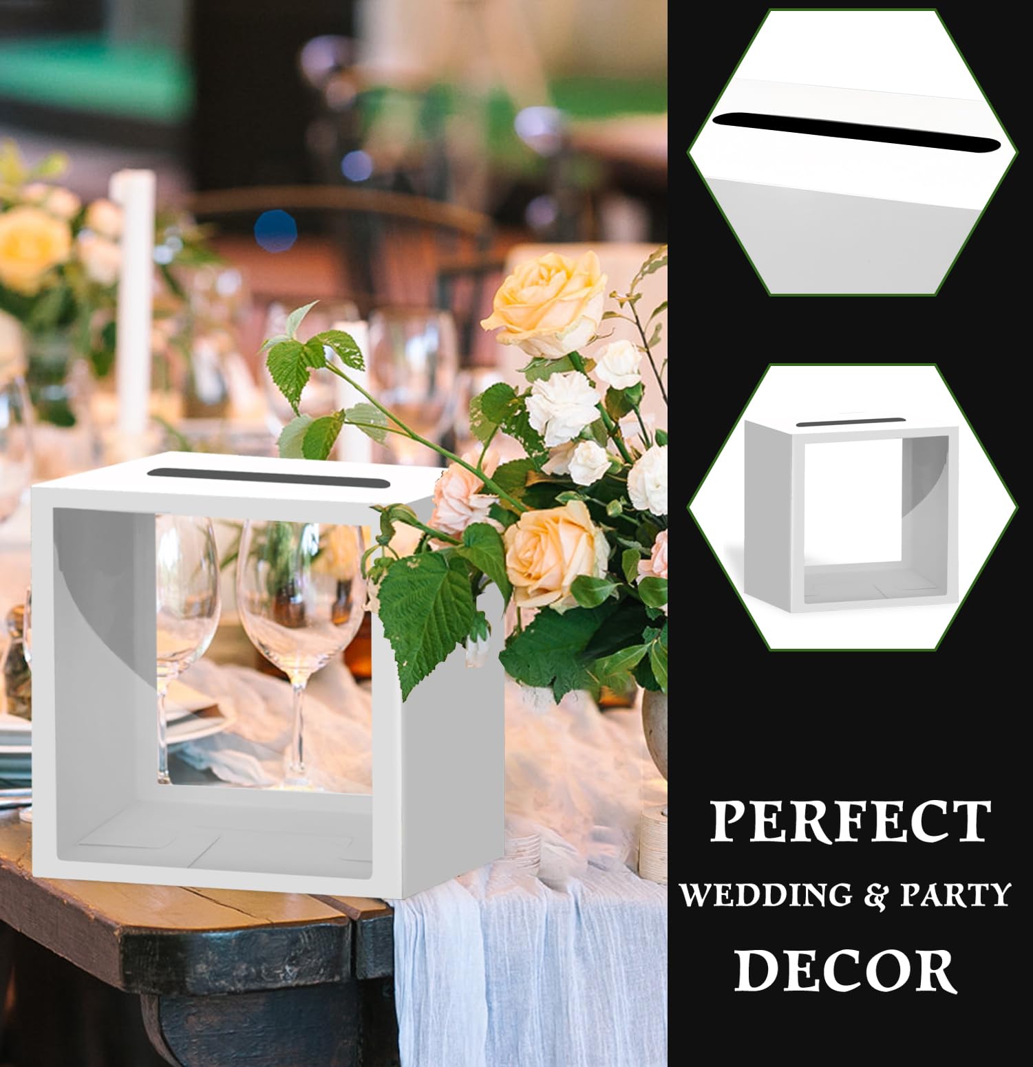 SietDESEO White Card Box for Party Diy Money Card Box Gift Card Box Holder for Wedding Reception Baby Shower Birthday Card Box