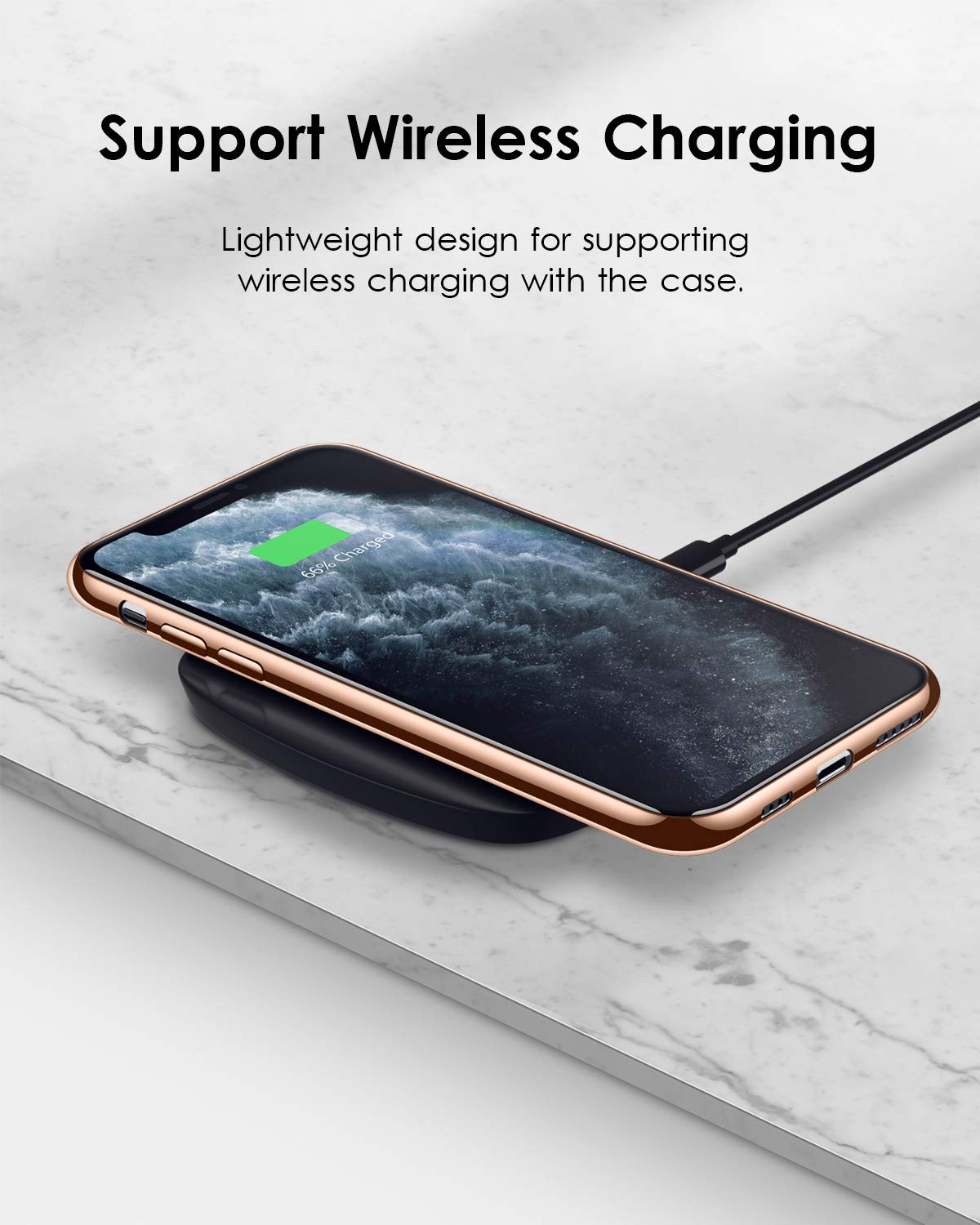 DTTO Compatible with iPhone 11 Pro Case, Slim Fit Clear Soft TPU Cover Case with Metal Luster Edge for 2019 iPhone 5.8 Inch-Gold