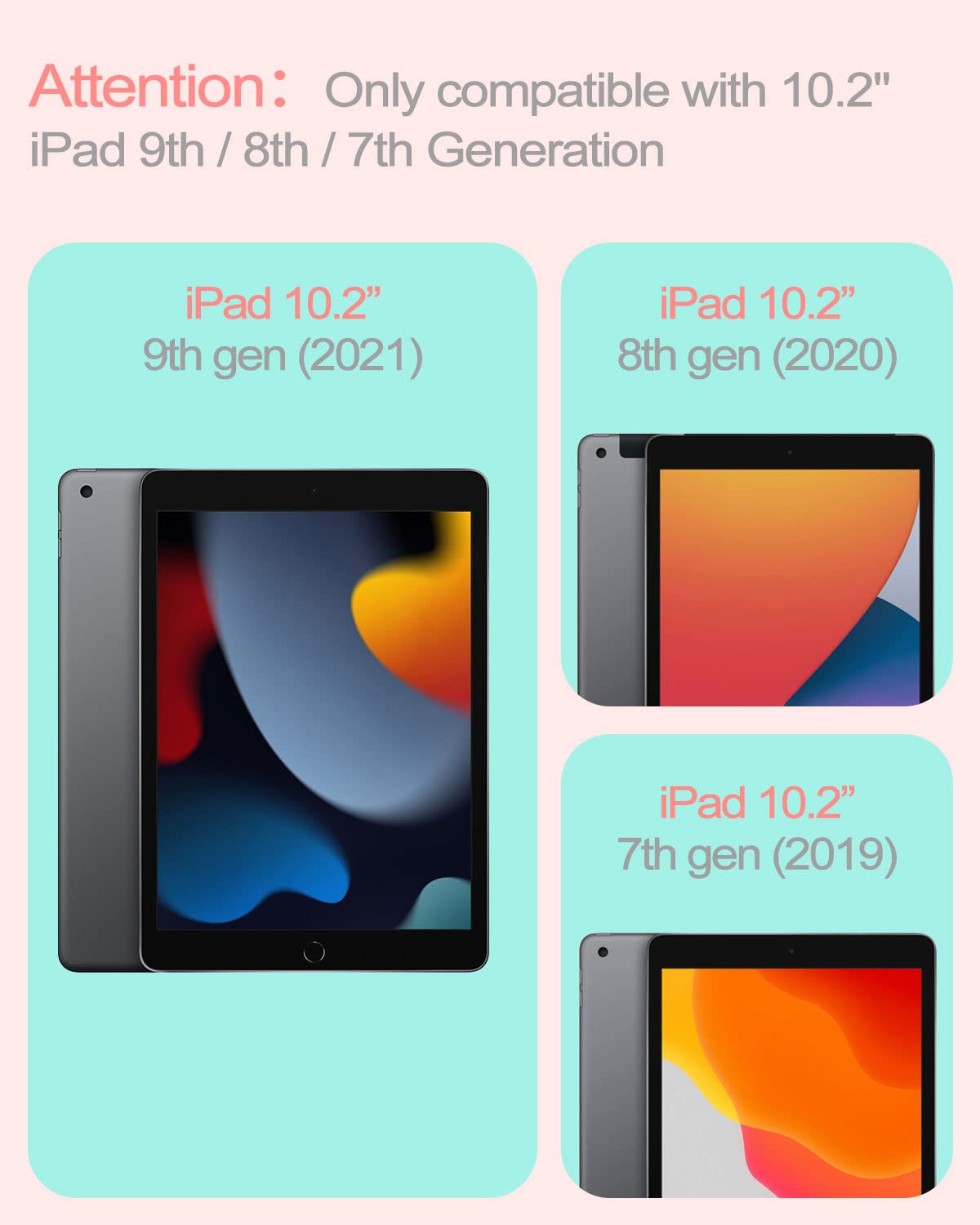 SURITCH for iPad 9th/8th/7th Generation Case 10.2-inch, Built in Screen Protector Pencil Holder Shockproof Rugged Full Body Protection Case with Kickstand for iPad 2021/2020/2019 - Rose Marble