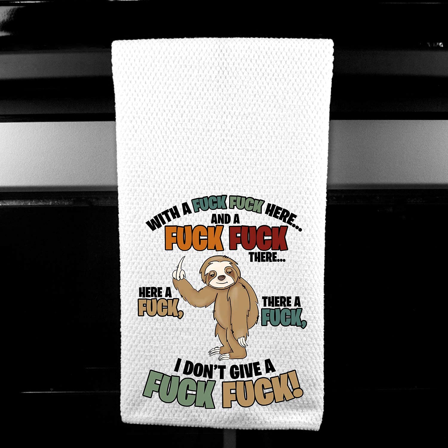 Funny F*ck Sloth Farmer Song Microfiber Tea Towel Kitchen Linen Adult Theme Gift for Her