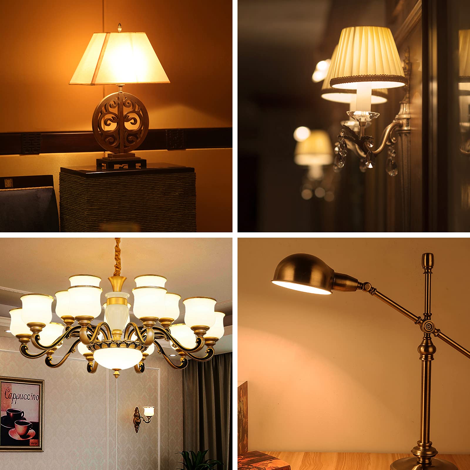E12 LED Filament Candelabra Light Bulbs 60W Equivalent, Ceiling Fan Light Bulbs Warm White 2700K, B11 E12 Small Base Clear LED Candle Bulbs, Flicker Free, Not Dimmable, 400LM, 6 Pack