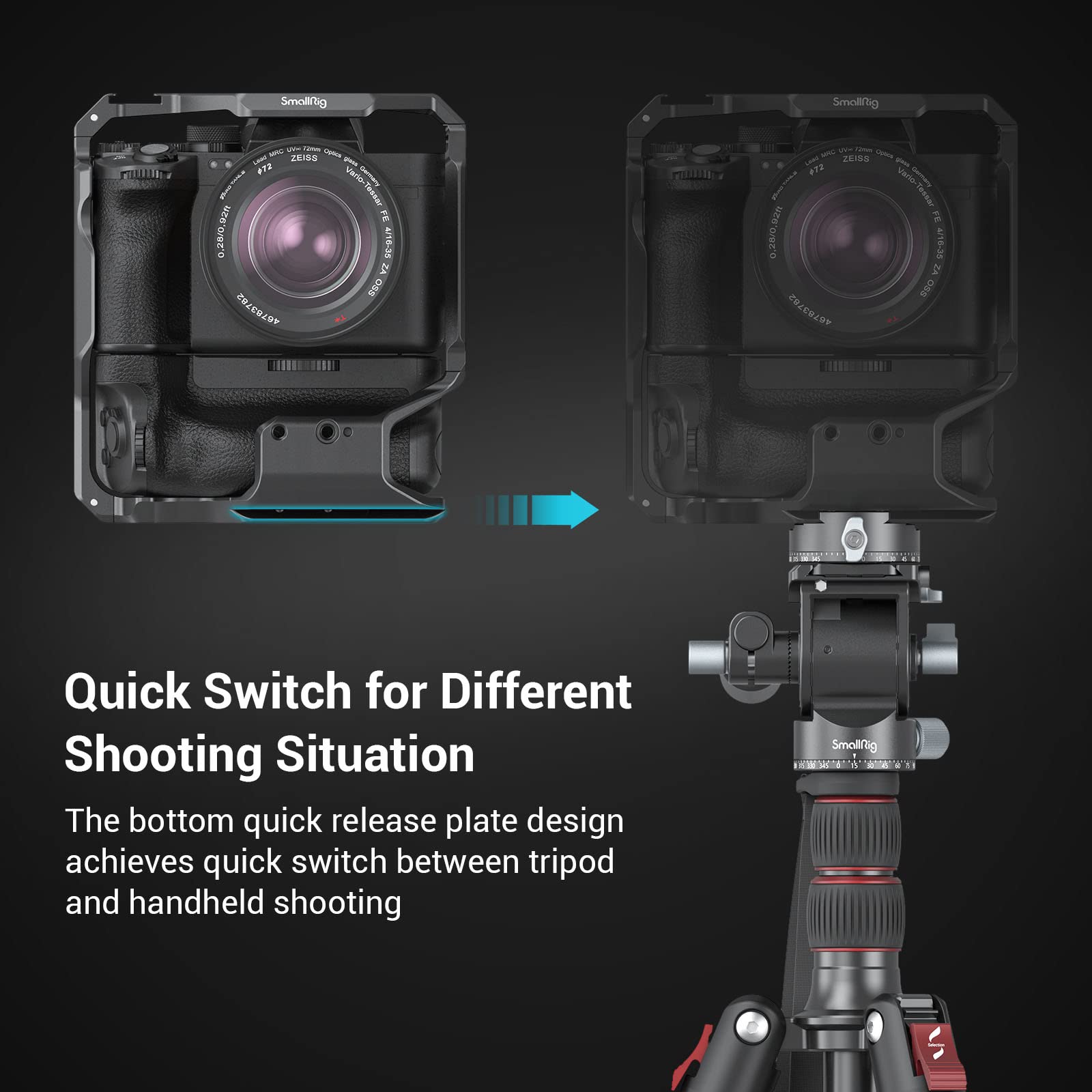 SmallRig Cage for Sony Alpha 7R V/Alpha 7 IV/Alpha 7S III/Alpha 7R IV/Alpha 1 with VG-C4EM Battery Grip - 3594