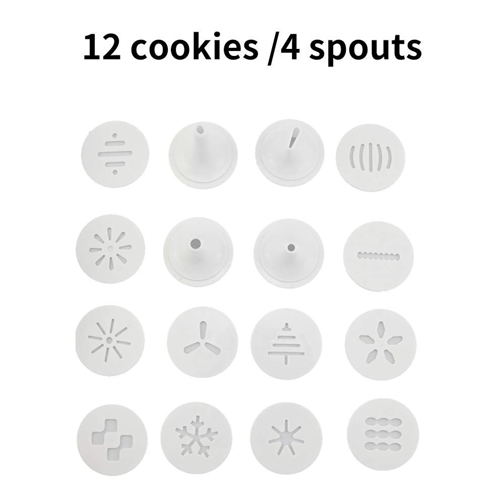 Electric Cookie Press Gun Set, Cookie Maker Kit Homemade Baking Tool With 12 Discs And 4 Icing Nozzles Tips, for Biscuit Cake Dessert DIY Maker and Decoration
